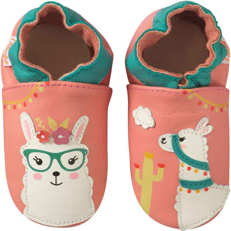 Chaussons bébé cuir souple nina le lama – Tichoups.