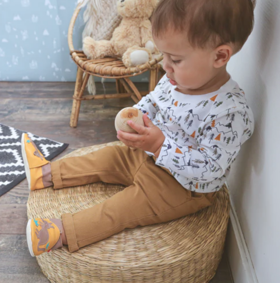 Chaussons bébé cuir souple - Petit Ours Brun - Tichoups