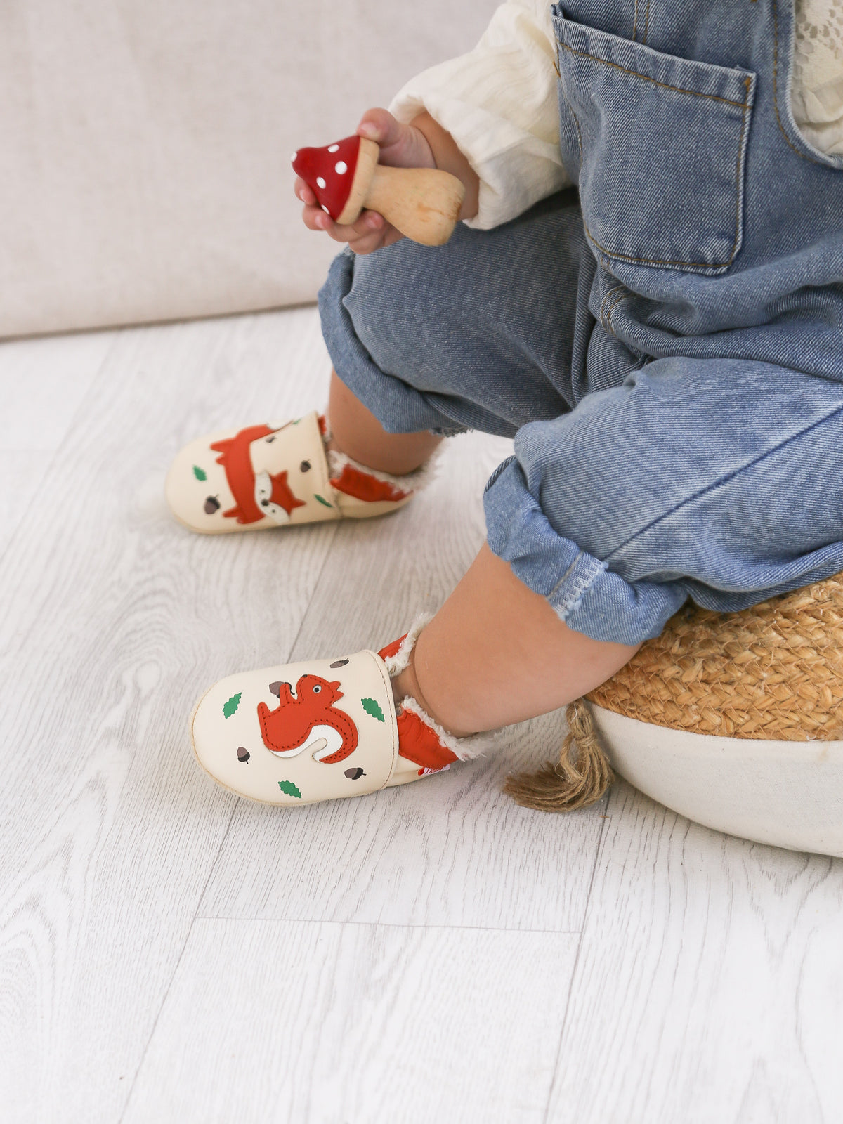 Chaussons bébé cuir souple - Petit Ours Brun - Tichoups